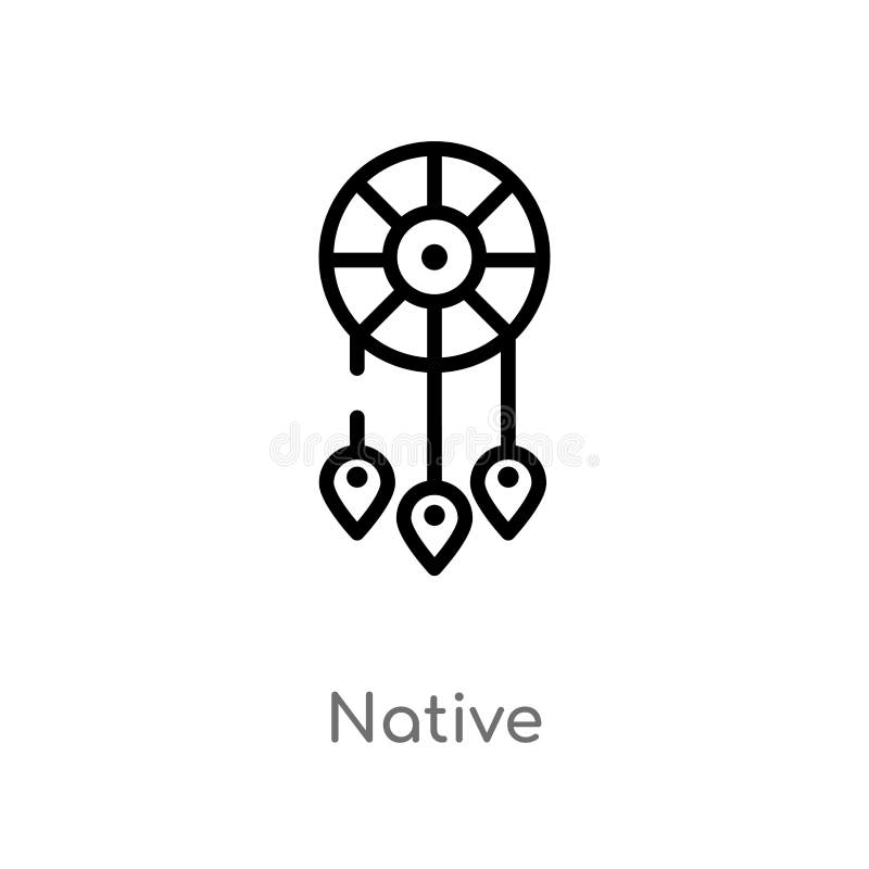 Outline Native American Canoe Vector Icon. Isolated Black Simple Line ...