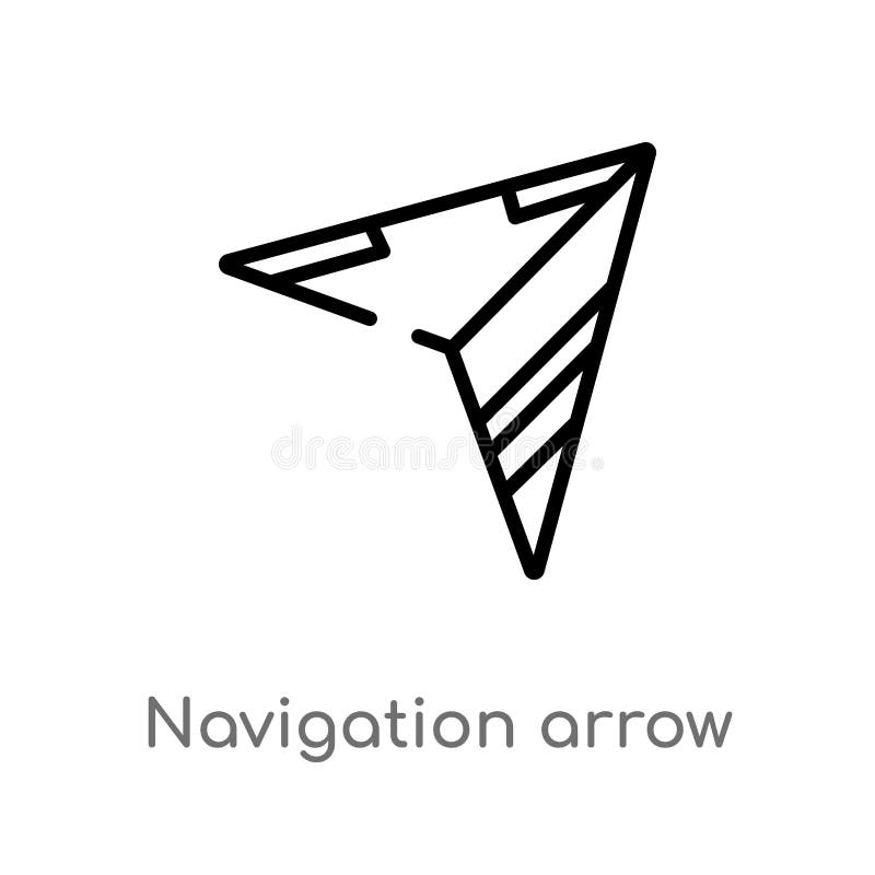 Outline Navigation Arrow Vector Icon. Isolated Black Simple Line ...