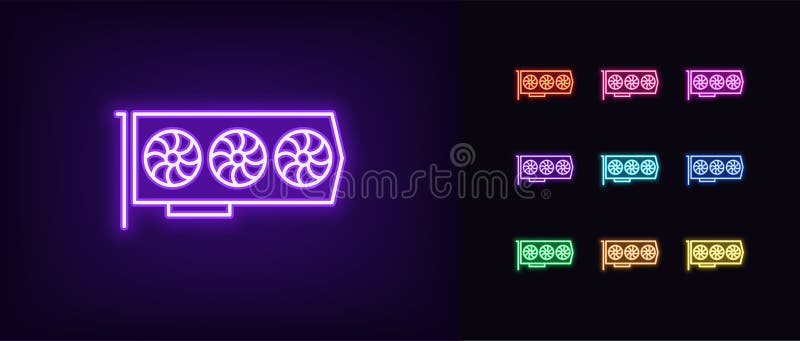 Outline Neon Graphic Card Icon. Glowing Neon Gaming Video Card, GPU ...