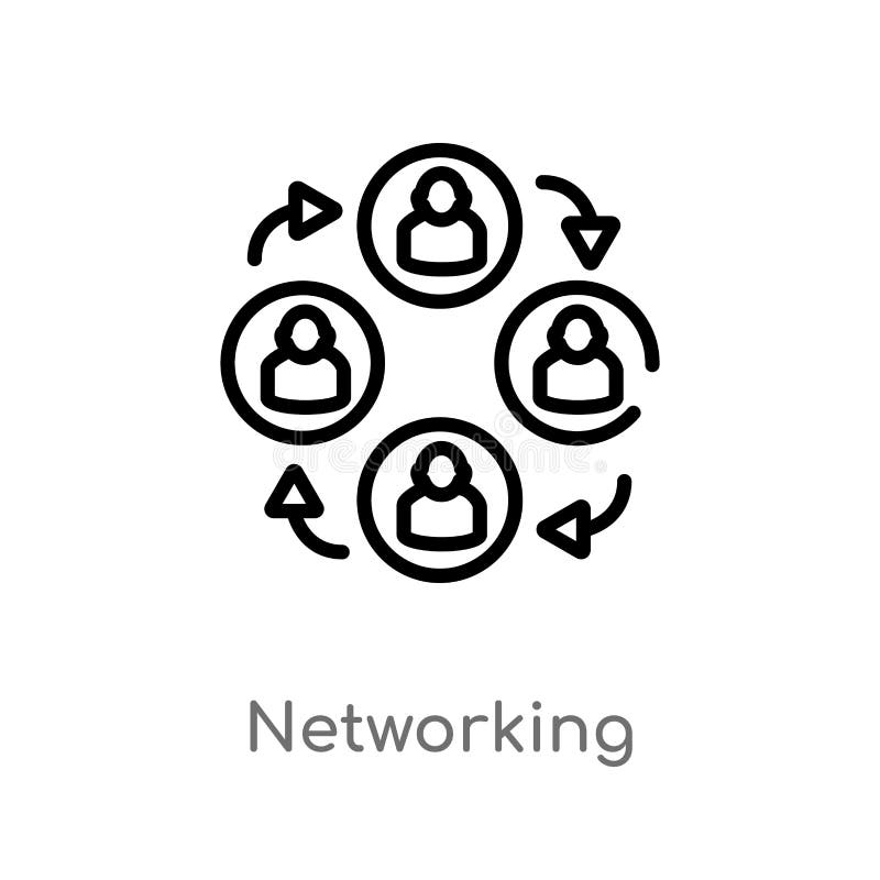 Outline Networking Vector Icon. Isolated Black Simple Line Element ...
