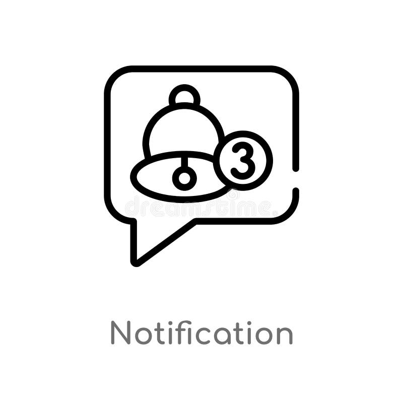 Outline Notification Vector Icon. Isolated Black Simple Line Element ...