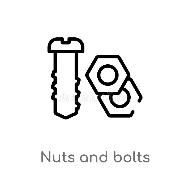 Outline Nuts and Bolts Vector Icon. Isolated Black Simple Line Element ...