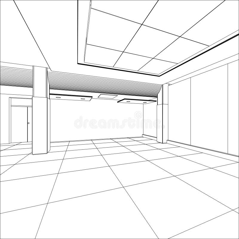 Outline Office Room. EPS 10 Vector Format Stock Vector - Illustration ...