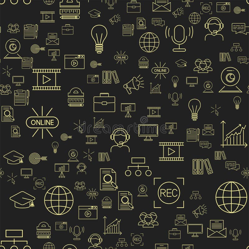 Online Learning Flat Design Distant Education Seamless Pattern ...