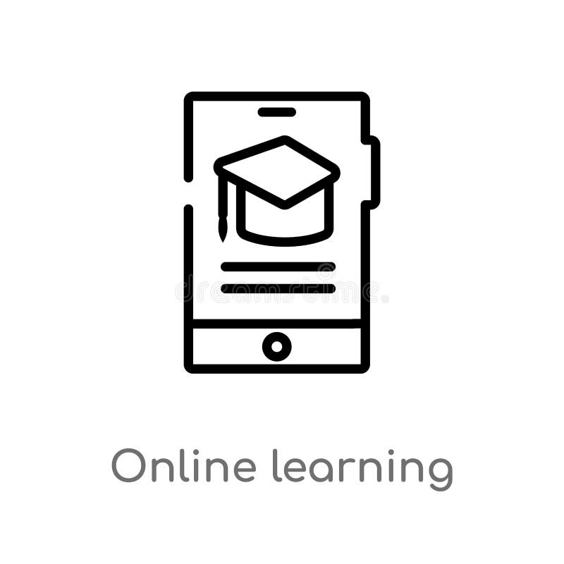 Outline Online Learning Vector Icon. Isolated Black Simple Line Element ...