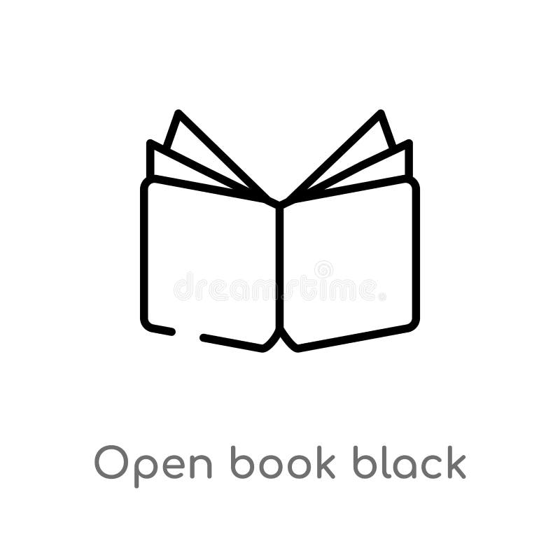 Outline Open Book Black Cover Vector Icon. Isolated Black Simple Line ...