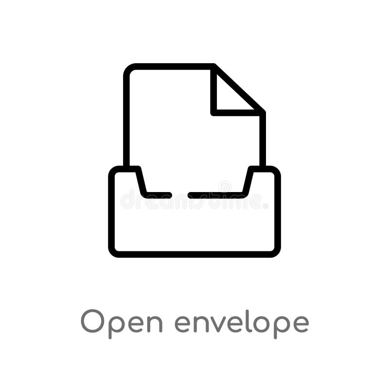 Outline Open Envelope Vector Icon. Isolated Black Simple Line Element ...