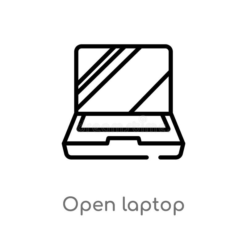 Outline Open Laptop on Vector Icon. Isolated Black Simple Line Element ...