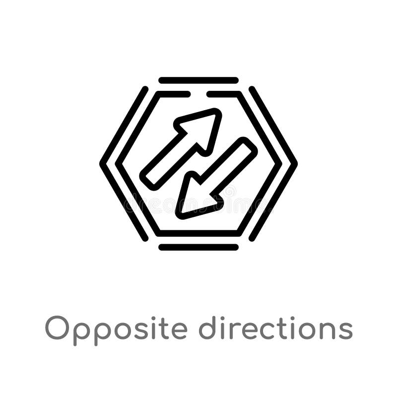 Outline Opposite Directions Vector Icon. Isolated Black Simple Line ...