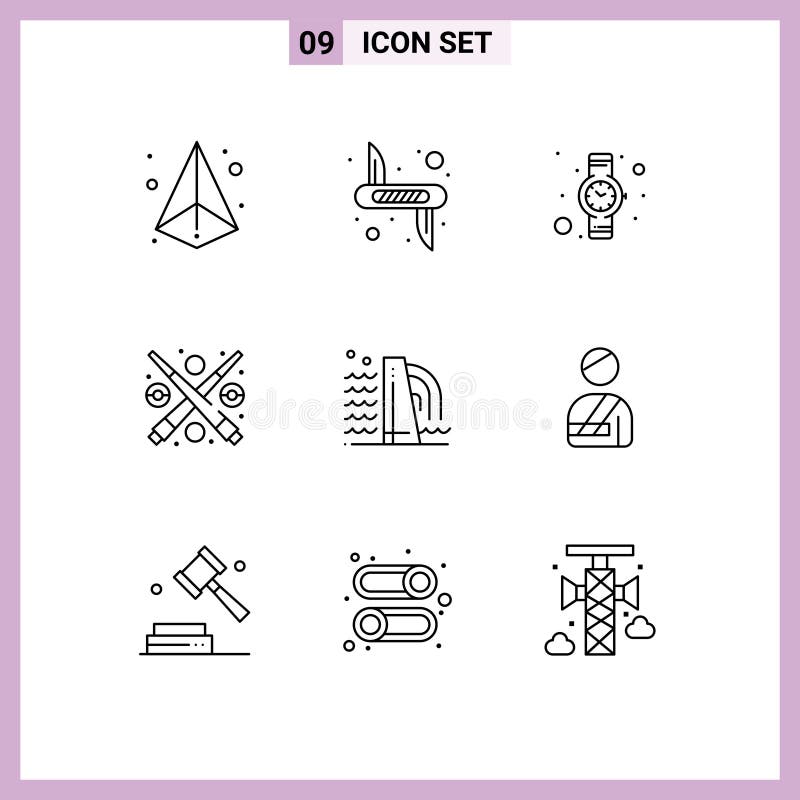 Outline Pack of 9 Universal Symbols of Construction, Play, Safety, Game ...