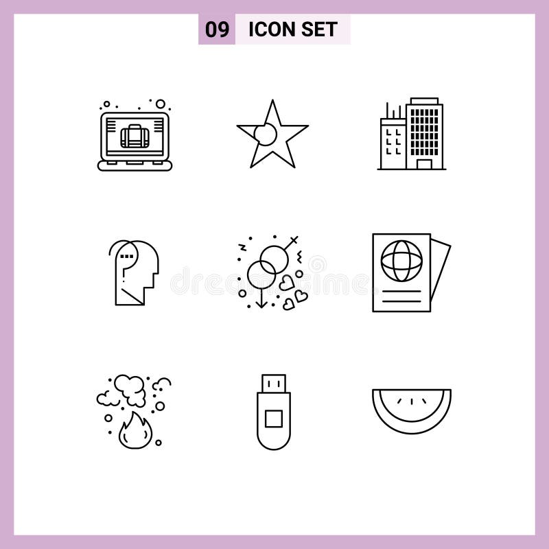 Outline Pack of 9 Universal Symbols of Love, Engagement, Business ...