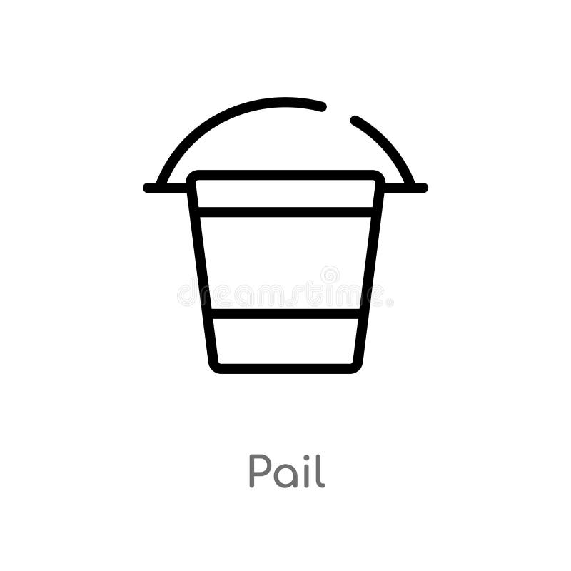 Outline Pail Vector Icon. Isolated Black Simple Line Element ...