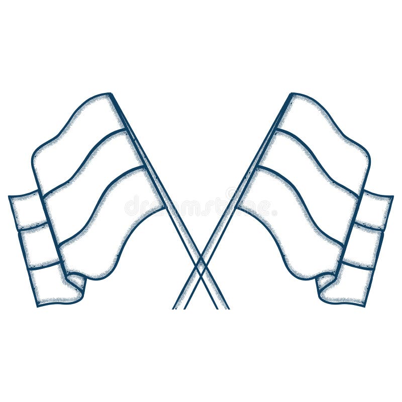 Outline of a Pair of Flags Vector Stock Vector - Illustration of ...
