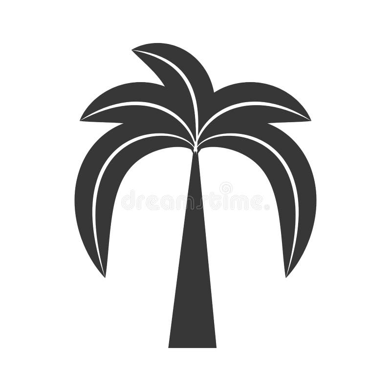 Outline Palm Tree Beach Tropical Stock Vector - Illustration of floral ...