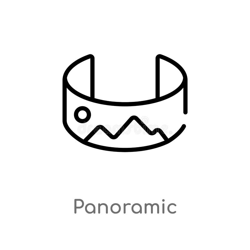 Outline Panoramic Vector Icon. Isolated Black Simple Line Element ...