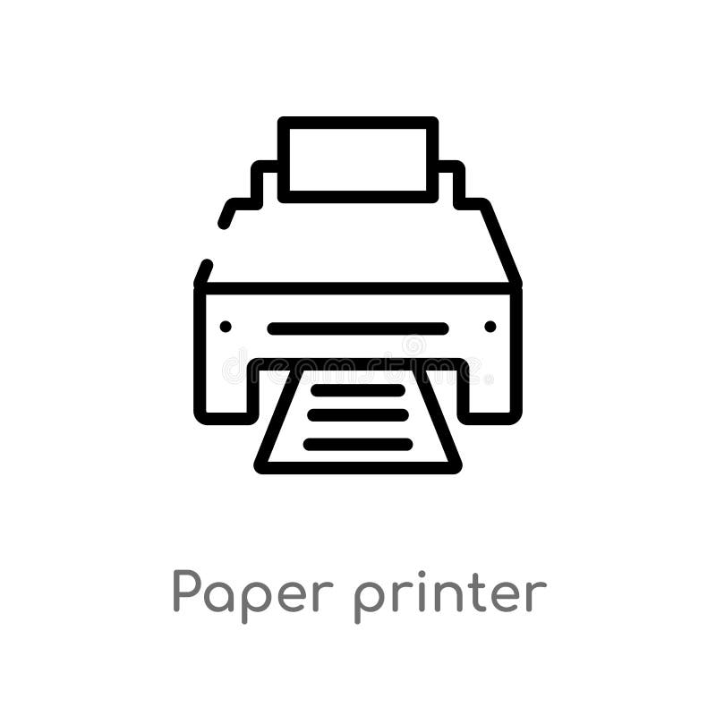 Outline Printer with Printed Paper Vector Icon. Isolated Black Simple ...