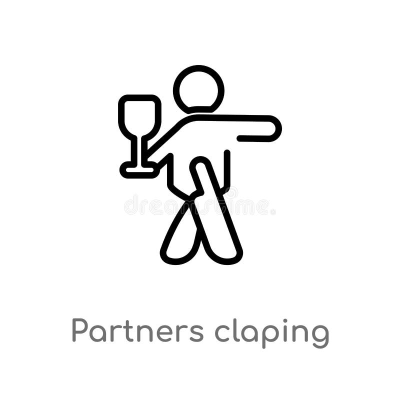 Outline Partners Claping Hands Vector Icon Isolated Black Simple Line