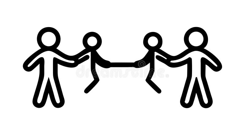 Outline People Holding Hands Unity Connection Group Graphic, Vector ...