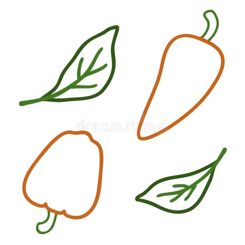 Outline pepper set stock vector. Illustration of paprika - 130287092