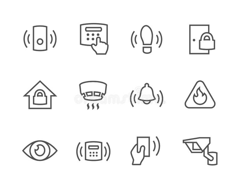 Outline Perimeter Security Icons Stock Vector - Illustration of button ...