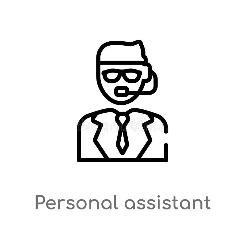 Outline Personal Assistant Vector Icon. Isolated Black Simple Line ...