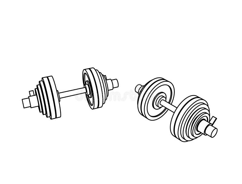 Simple Fitness Line Art Front View Vector Of An Olympic Barbell With ...