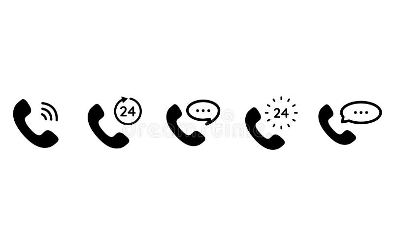 Outline Phone Call Icons Set. Contact Us Icon for Web Interface Stock ...