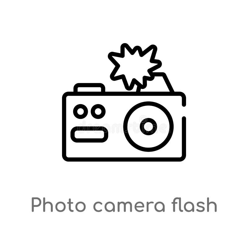 Outline Photo Camera Flash Vector Icon. Isolated Black Simple Line ...