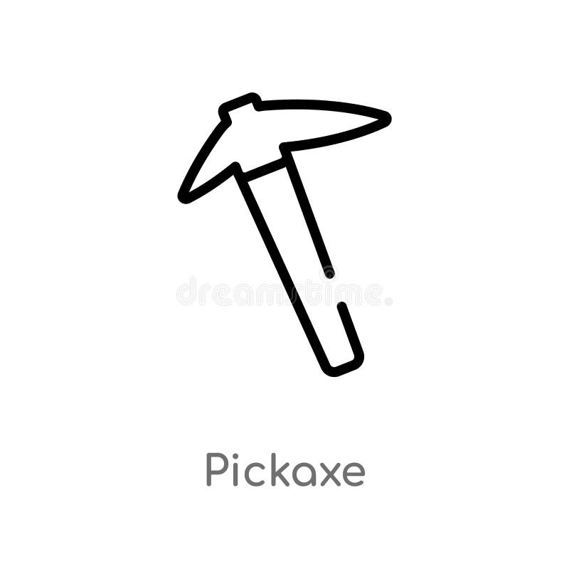 Outline Pickaxe Vector Icon. Isolated Black Simple Line Element ...