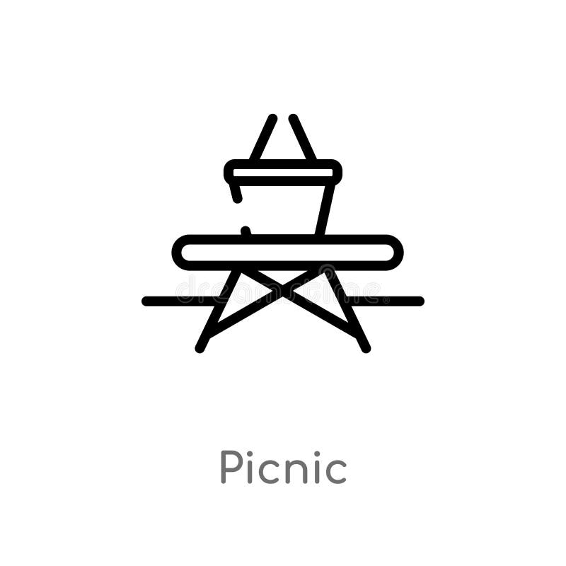 Outline Picnic Basket Vector Icon. Isolated Black Simple Line Element ...