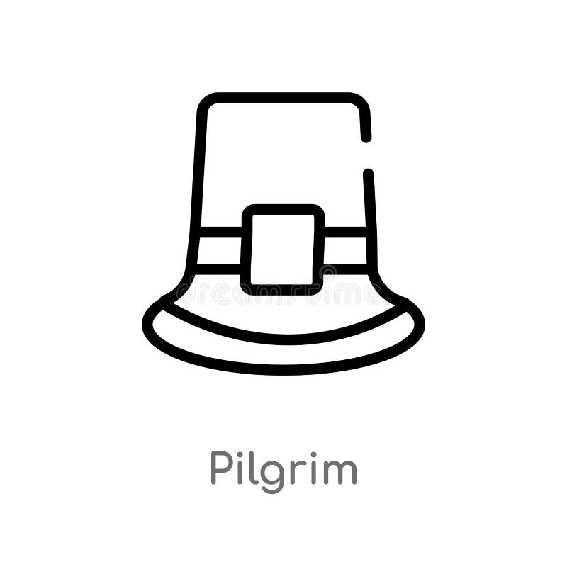 Outline Pilgrim Vector Icon. Stock Vector - Illustration of isolated ...