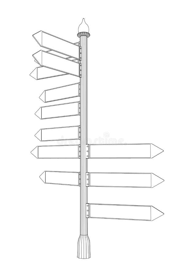 Outline of a Pillar with Many Directions of Movement from Black Lines ...
