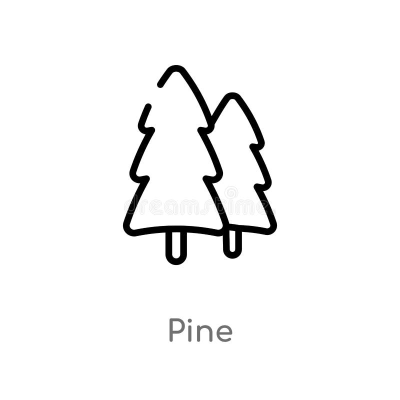 Outline Pine Tree Vector Icon. Isolated Black Simple Line Element ...