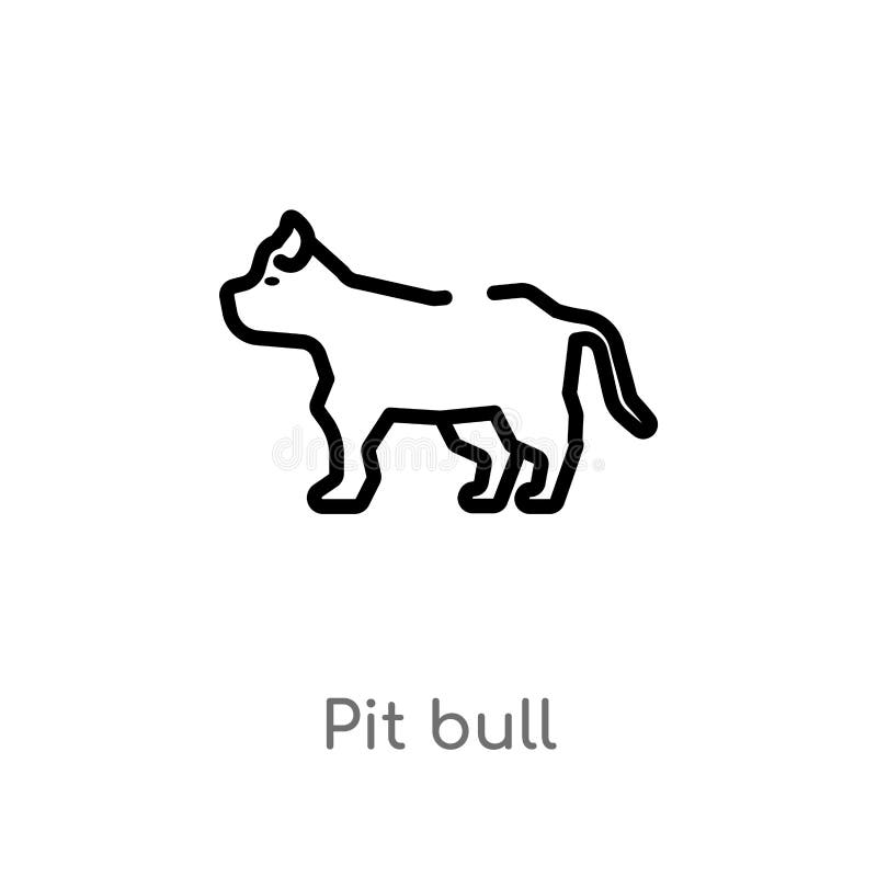 Outline Pit Bull Vector Icon. Isolated Black Simple Line Element ...