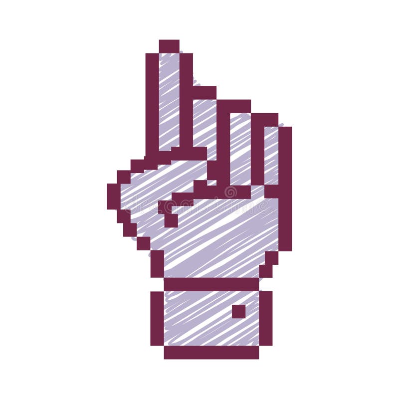 Outline Pixelated Hand Pointing Up with Stripeds Stock Vector ...