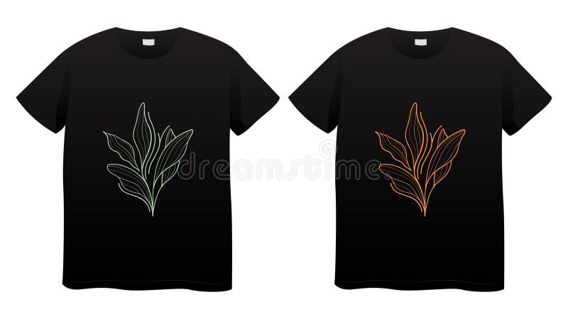 Outline Plant Botanical Graph Black T-shirt Designs on a White ...