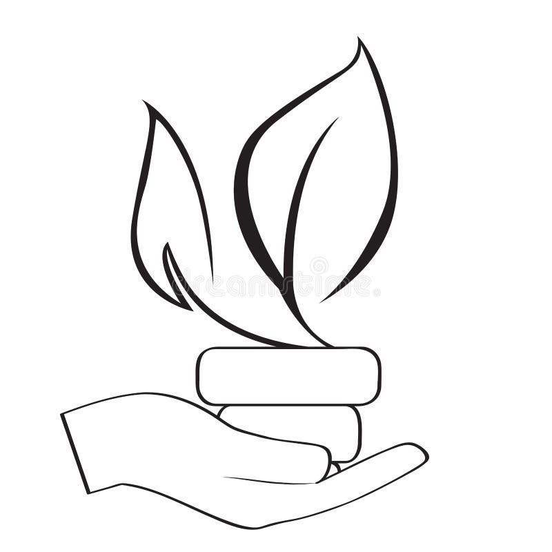 Outline of a Plant on a Hand Stock Vector - Illustration of leaf ...