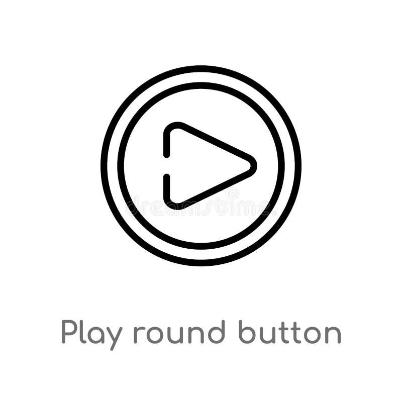Outline Play Round Button Vector Icon. Isolated Black Simple Line ...