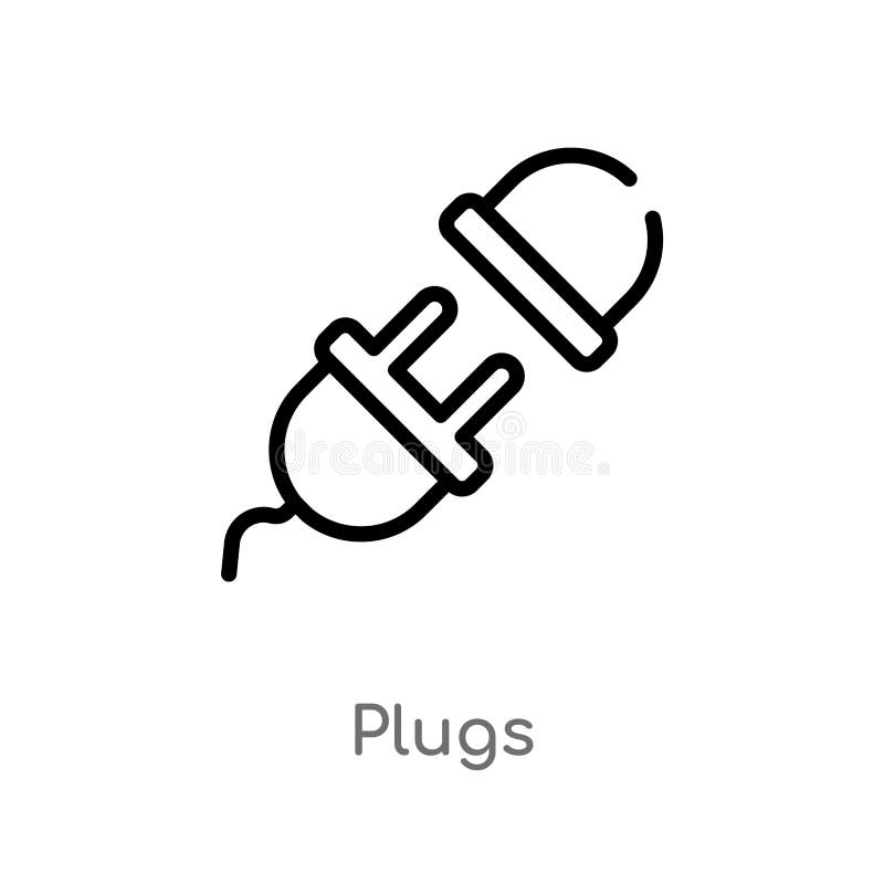 Outline Plugs Vector Icon. Isolated Black Simple Line Element ...