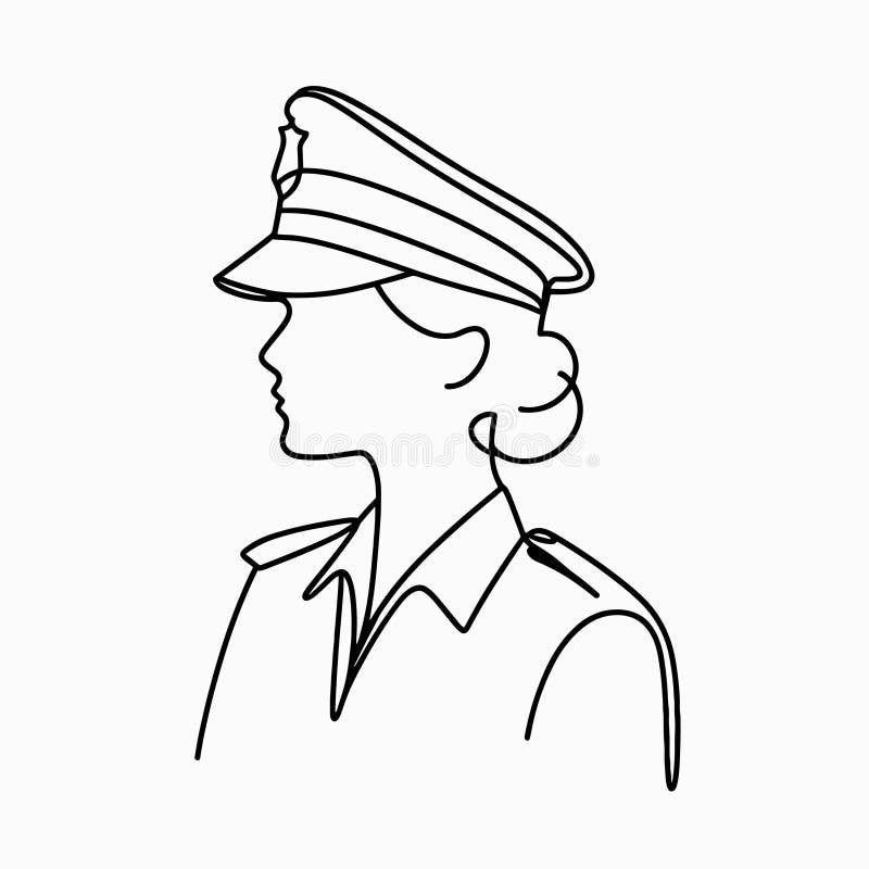 Outline of a Police Officer in Uniform Facing Sideways Stock ...