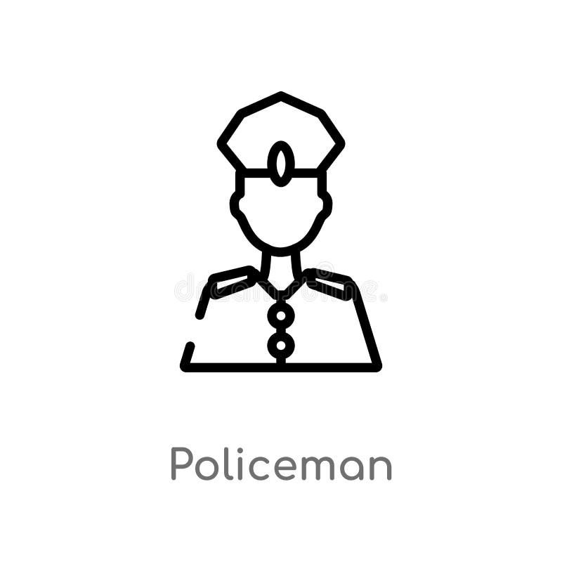 Outline Policeman Vector Icon. Isolated Black Simple Line Element ...