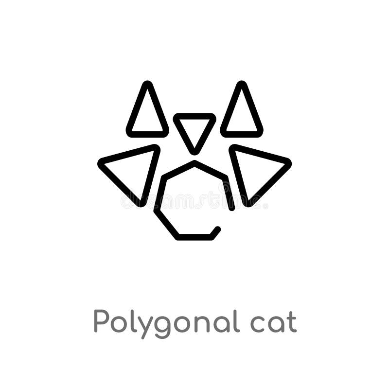 Outline Polygonal Cat Vector Icon. Isolated Black Simple Line Element ...