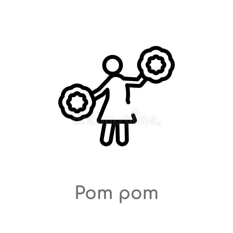Outline Pom Pom Vector Icon. Isolated Black Simple Line Element ...