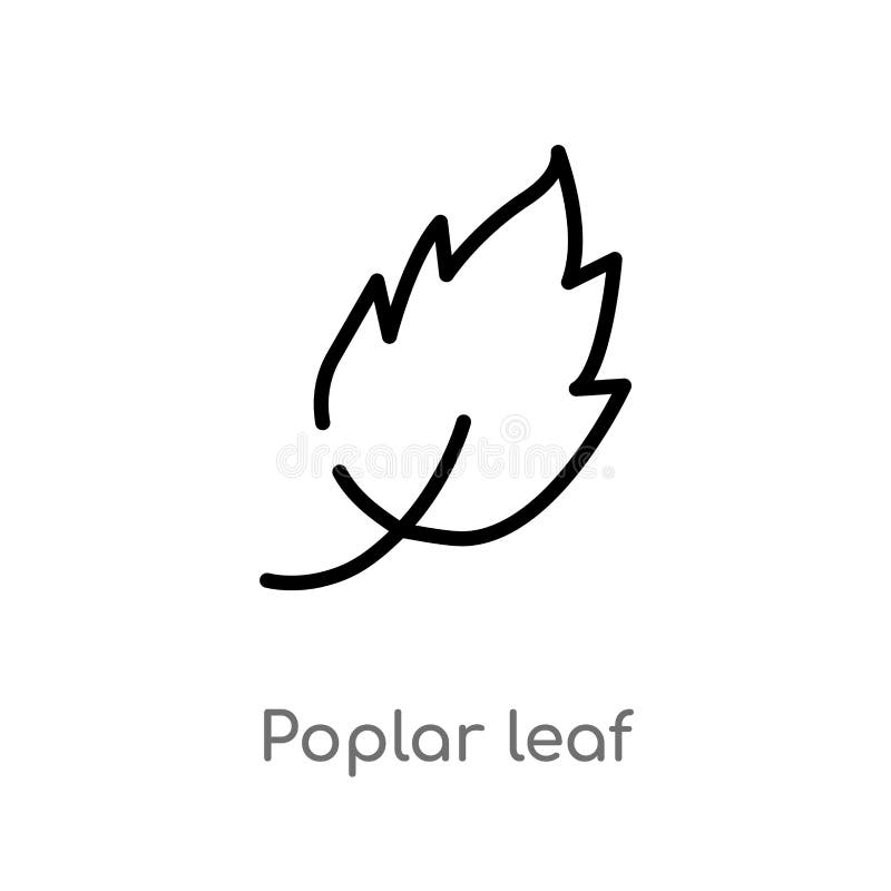 Outline Poplar Leaf Vector Icon. Isolated Black Simple Line Element ...