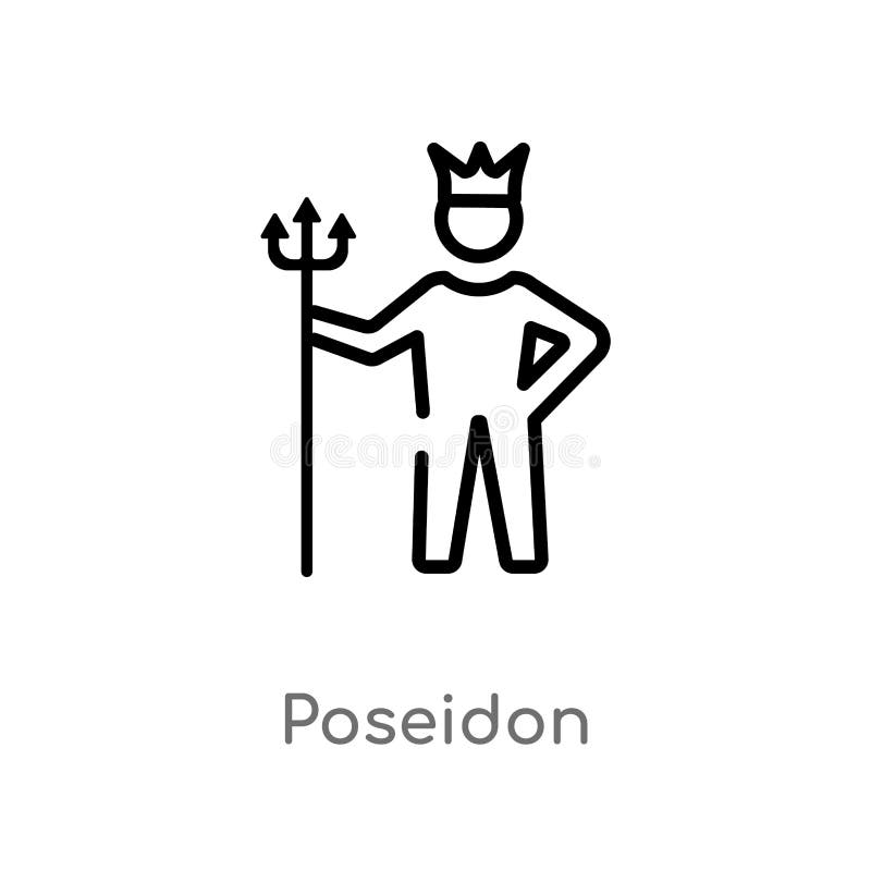 Poseidon Icon in Different Style Vector Illustration. Two Colored and ...
