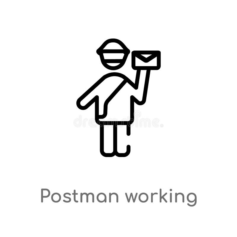 Outline Postman Working Vector Icon. Isolated Black Simple Line Element ...