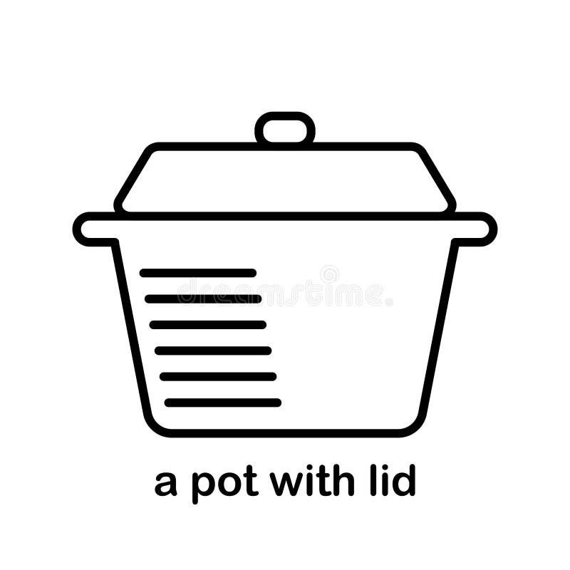 Outline Pot with Lid for Kitchenware, Isolated Flat Vector Illustration ...