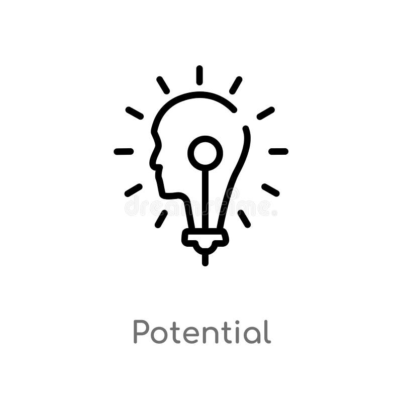 Outline Potential Vector Icon. Isolated Black Simple Line Element ... Outline Potential Vector Icon. Isolated Black Simple Line Element ...