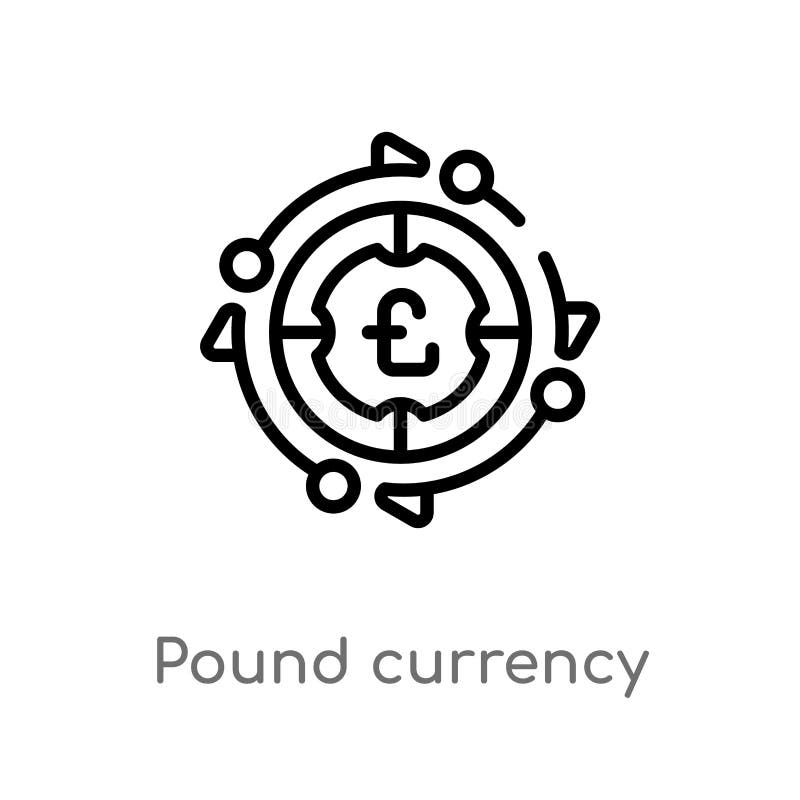 Outline Pound Coin on Hands Vector Icon. Isolated Black Simple Line ...