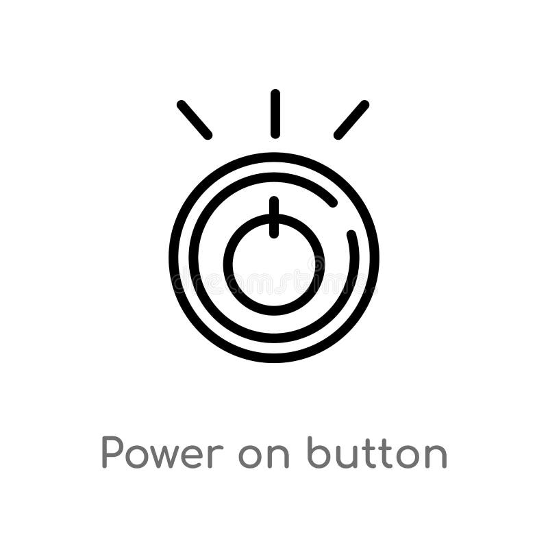 Outline Power On Button Vector Icon Isolated Black Simple Line Element